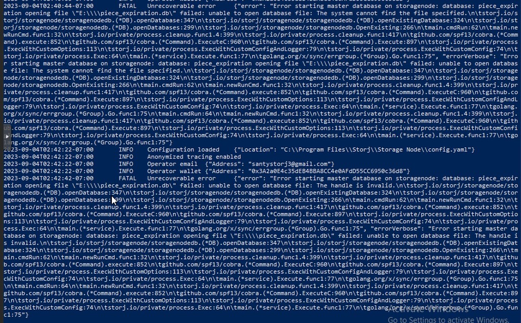 Node not starting after running chkdsk - troubleshooting - Storj Community Forum (official)