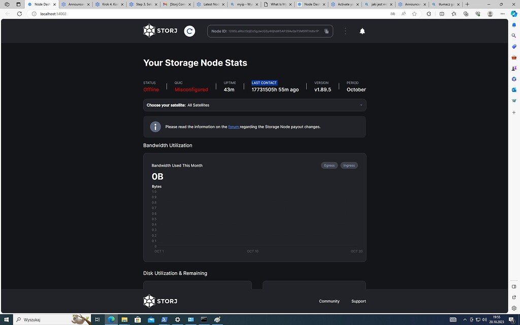 I give up, Offline status, QUIC Misconfigured, last contact 17731505h 46m ago - troubleshooting ...