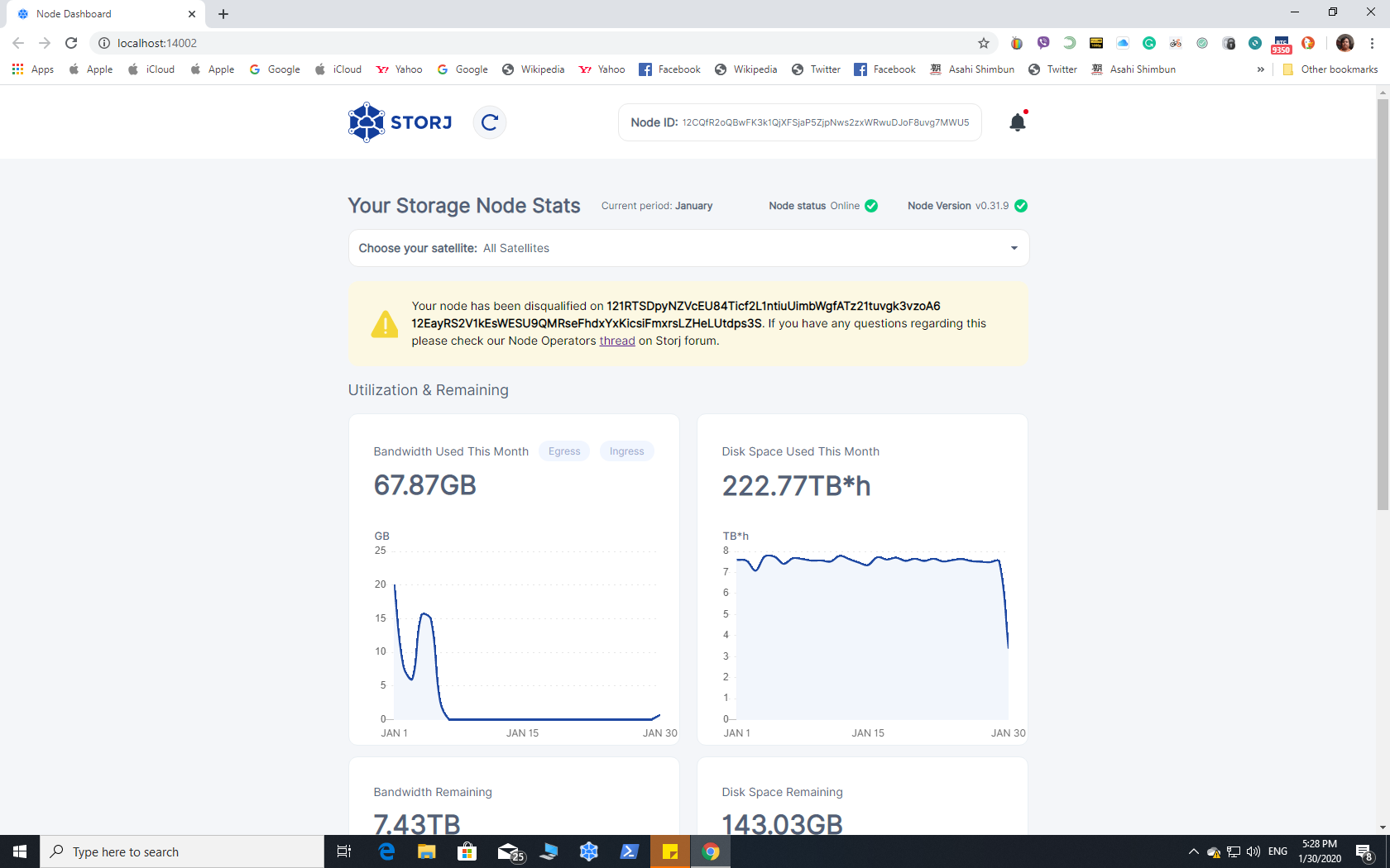 My storj dashboard shows that "This site can't be reached, localhost refused to connect" - Page ...